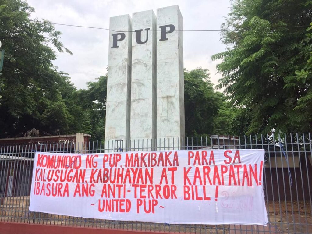 ‘Junk terror bill’ banner in PUP removed by police for “quarantine ...